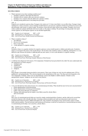 Exam View - Chapter 19 - Practice questions with rationales - Chapter 19: Family-Centered Care ...