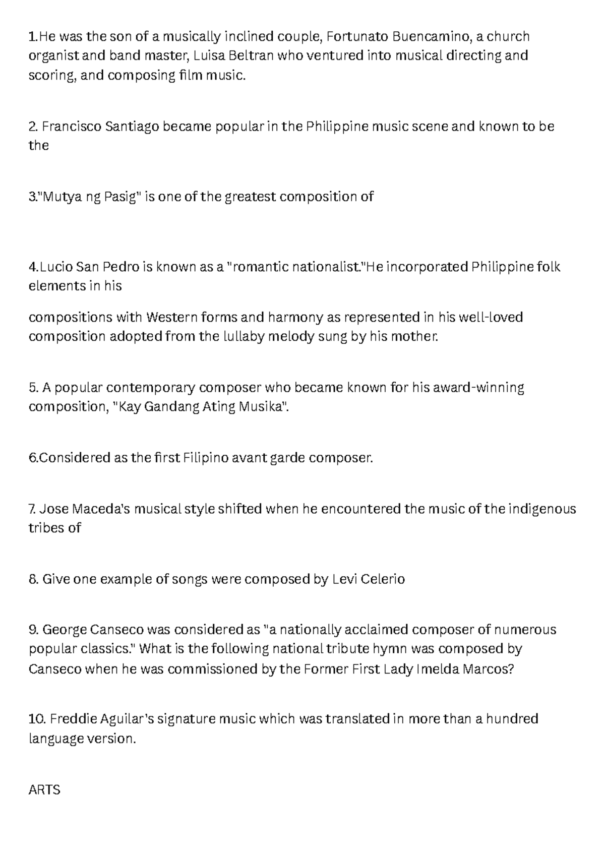 1.He was the son of a musically inclined couple, Fortunato Buencamino ...