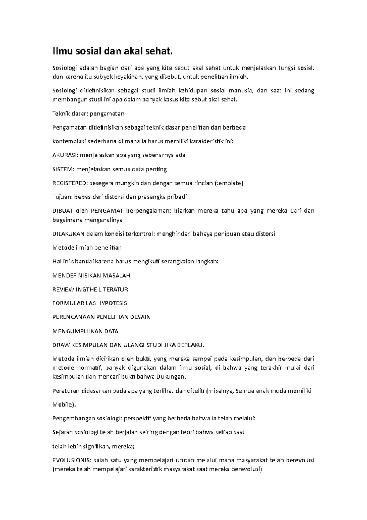 Ilmu sosial dan akal sehat - Sosiologi adalah bagian dari apa yang kita ...