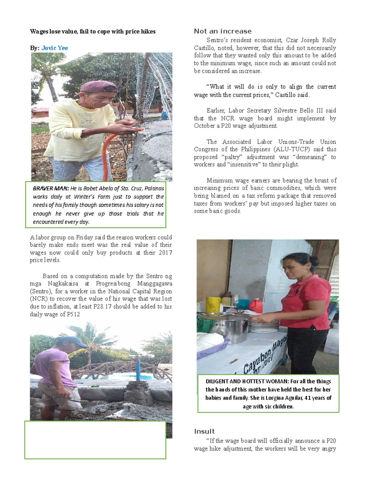 Photojourn final - its very useful - Wages lose value, fail to cope ...