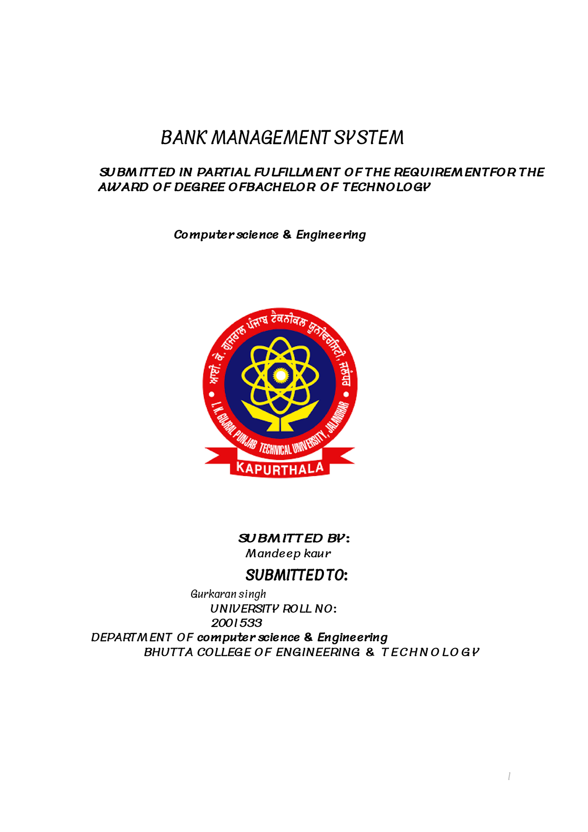 Banking Management System Report - Copy mandeep - BANK MANAGEMENT ...
