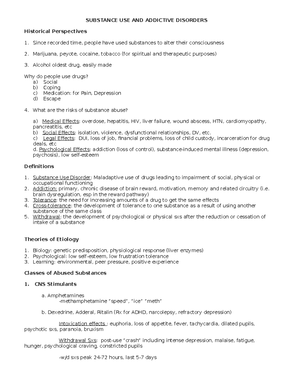 LO Substance Use Disorders Fall 2018 - SUBSTANCE USE AND ADDICTIVE ...