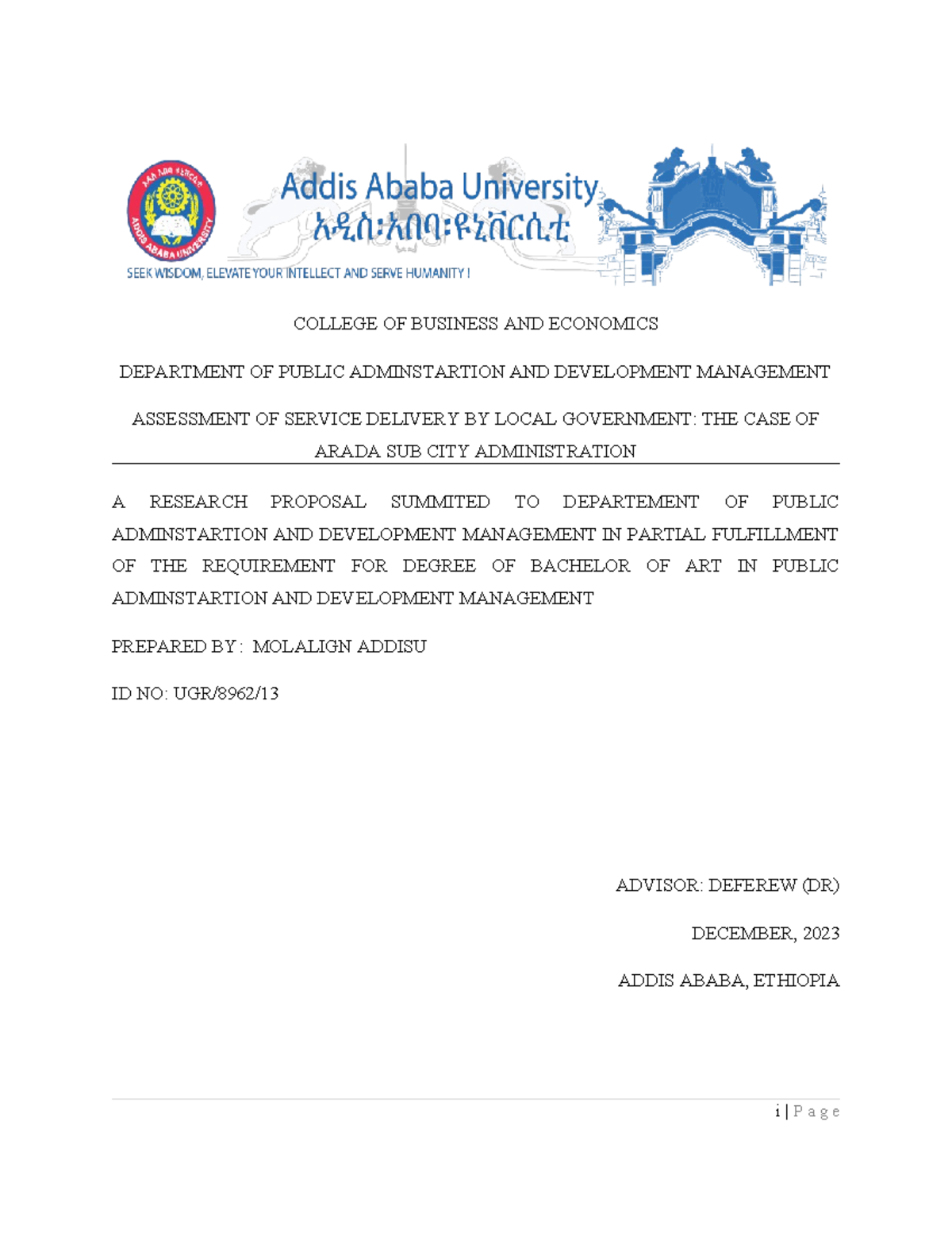 Thesis Adi @ 21 - a research proposal - COLLEGE OF BUSINESS AND ...