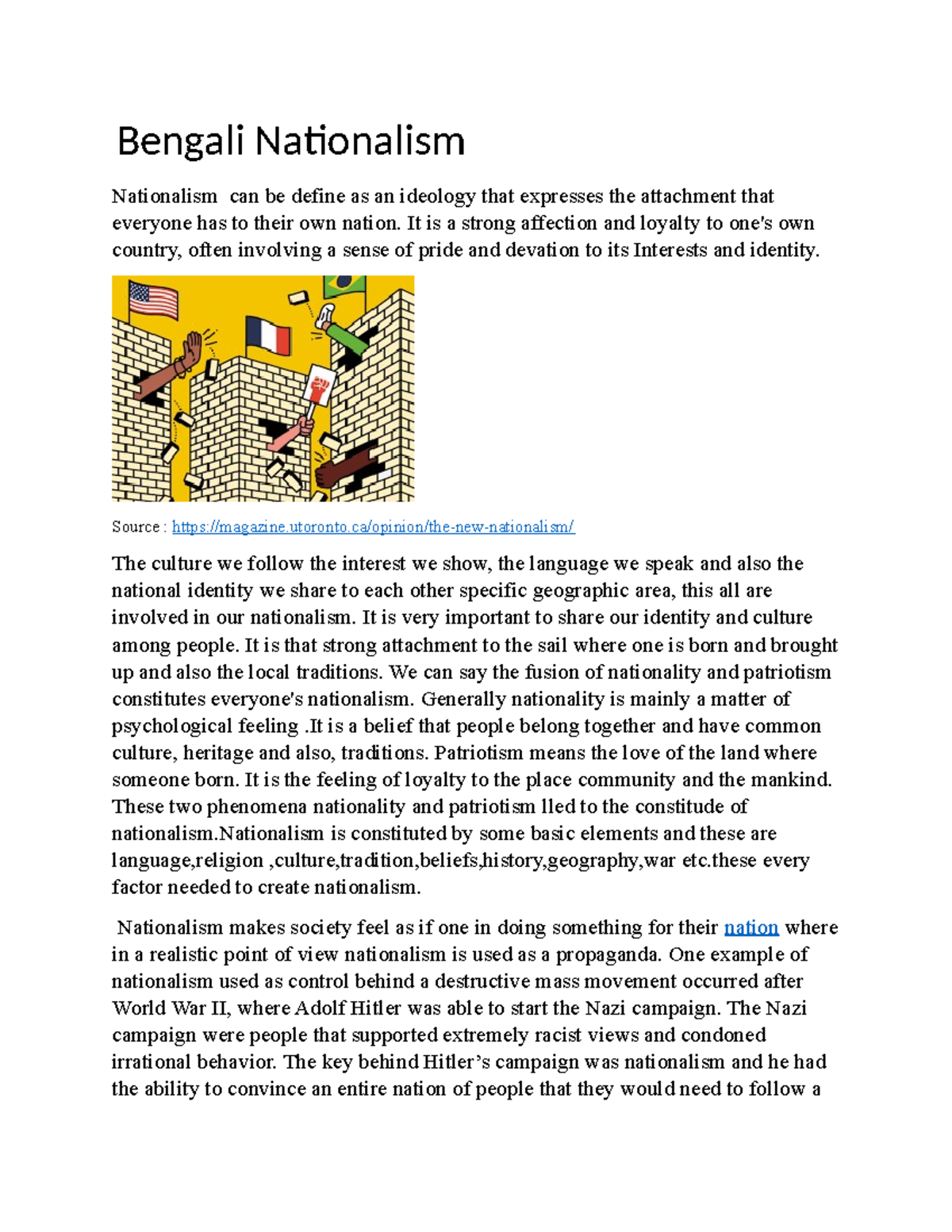 Naz assi bs - our project - Bengali Nationalism Nationalism can be ...