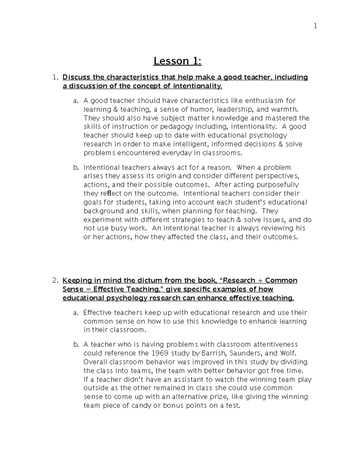 Chapter 1 Notes and Vocabulary - 1 Lesson 1: 1. Discuss the ...