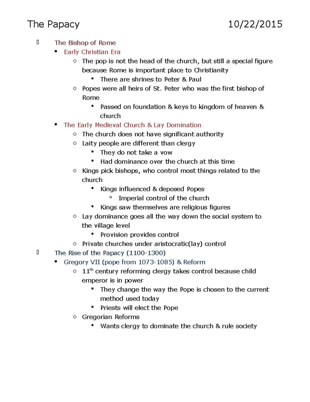 The Papacy Outline Combining Book Class Notes The Papacy The the-papacy-outline-combining-book-class-notes-the-papacy-the
