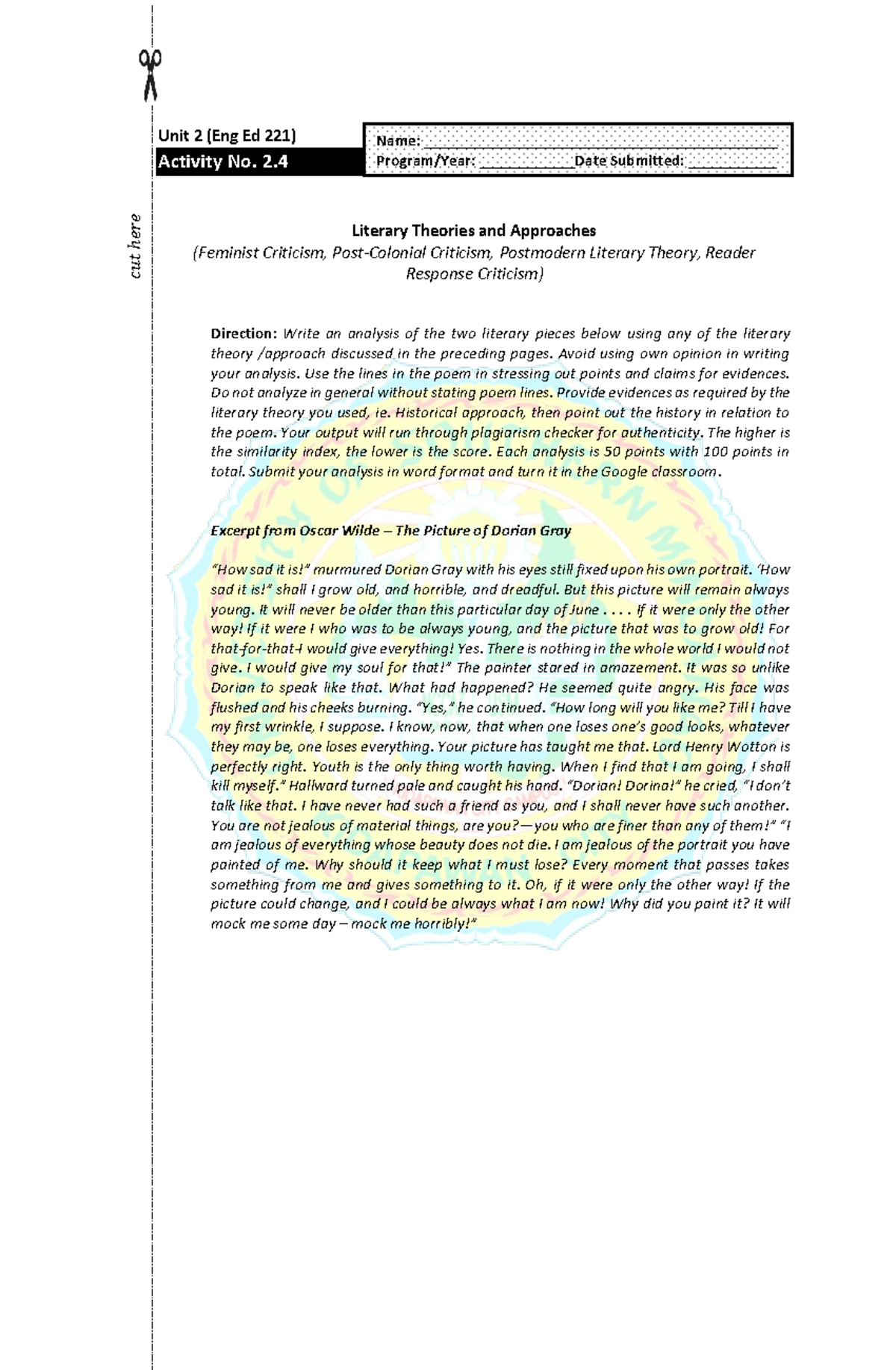 Act 2.4 UNIT 2 - Literary Criticism - Literary Criticisms Module Page 1 ...