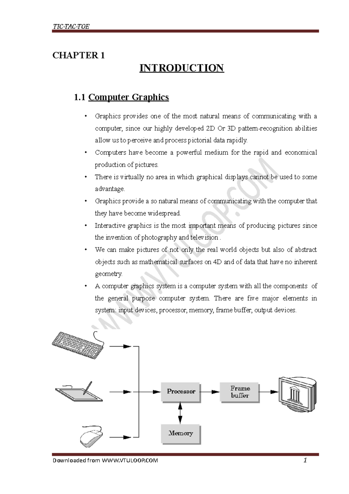 Tic Tac Report - CHAPTER 1 INTRODUCTION 1 Computer Graphics • Graphics ...