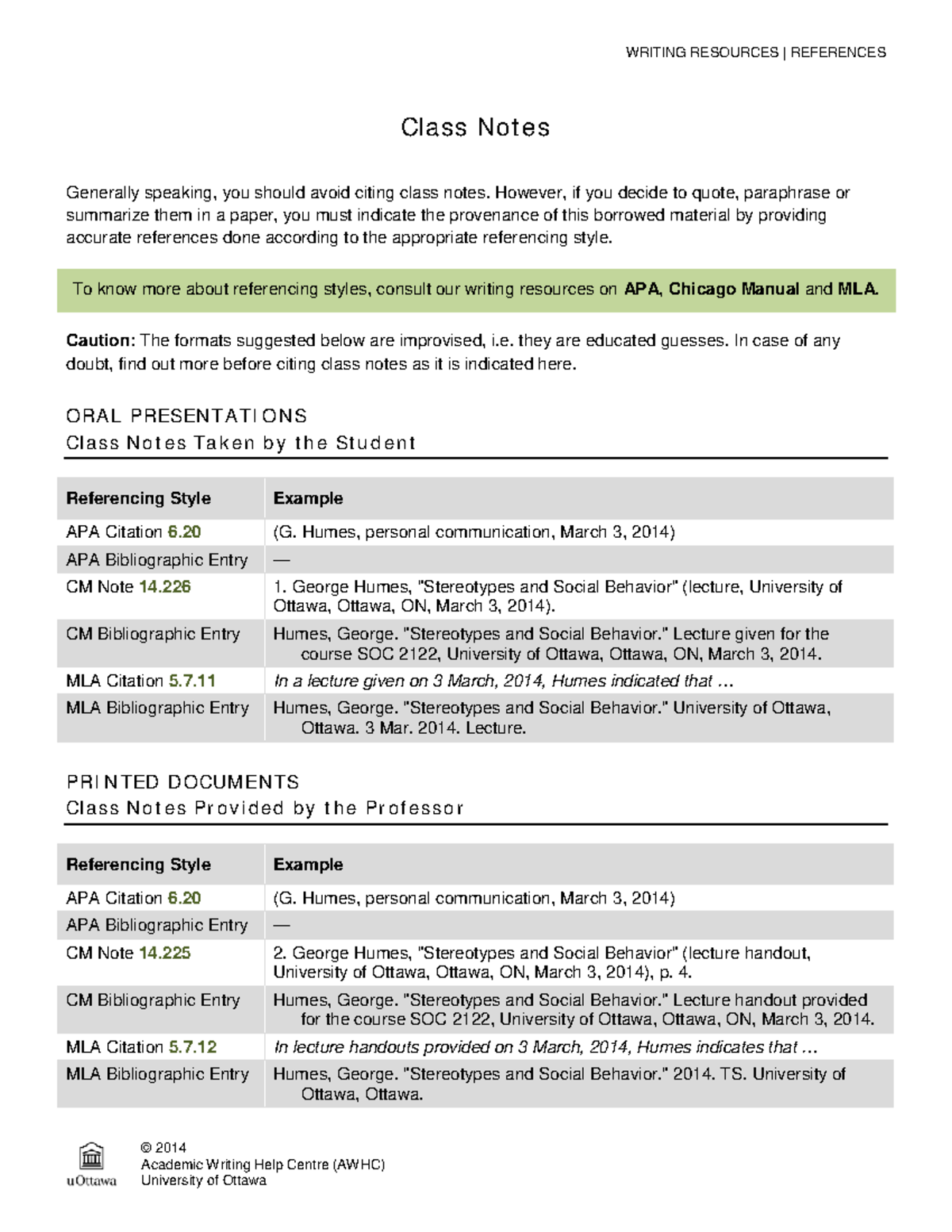 Class notes - However, if you decide to quote, paraphrase or summarize ...