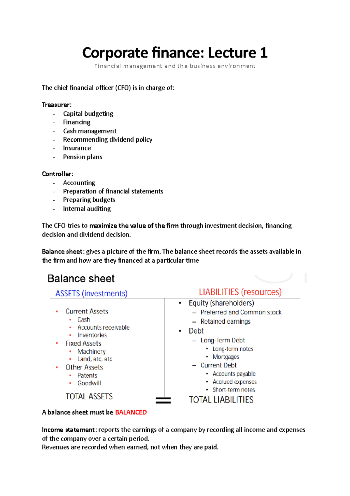 Lecture 1 - Financial management and the business environment ...
