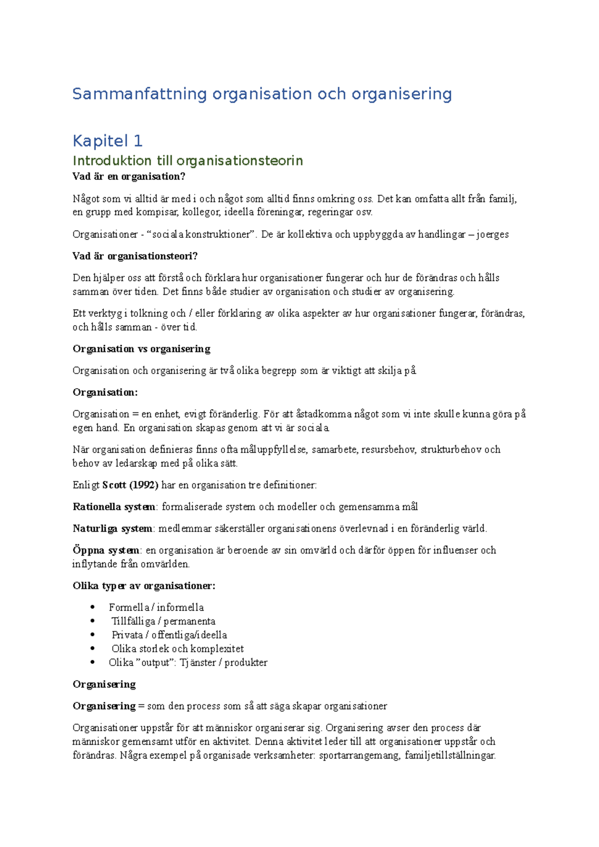 Organisation läs sammanfattning - Sammanfattning organisation och ...