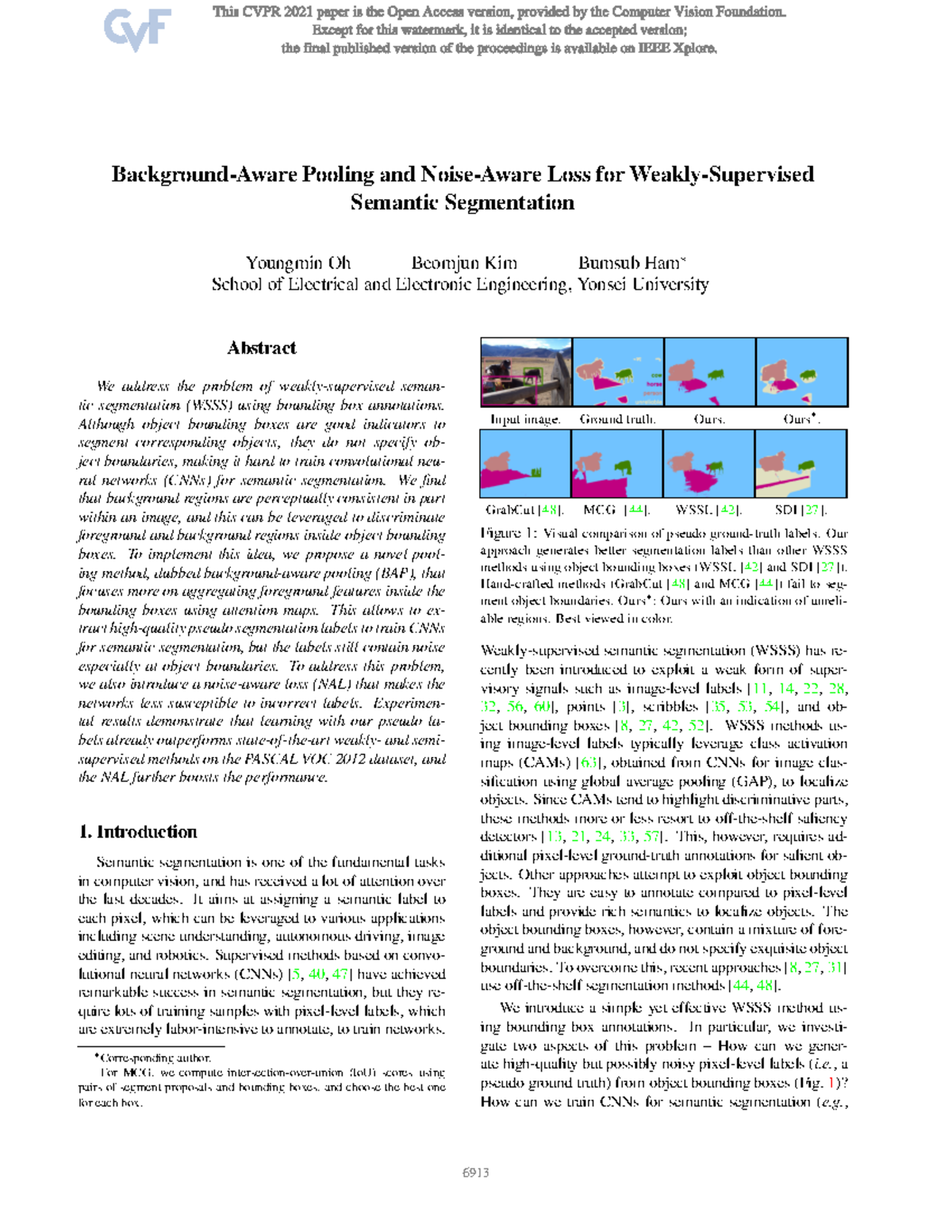 Oh Background Aware Pooling And Noise Aware Loss For Weakly Supervised Semantic Segmentation