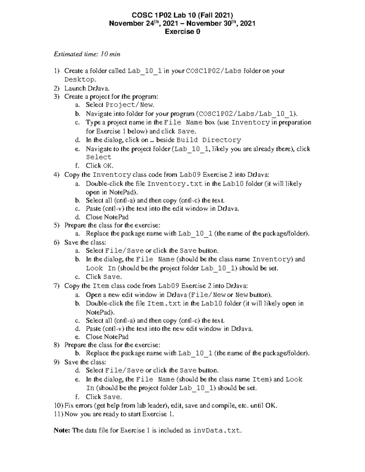 Lab10 - Full solutions to questions and steps! enjoy! - COSC 1P02 Lab ...