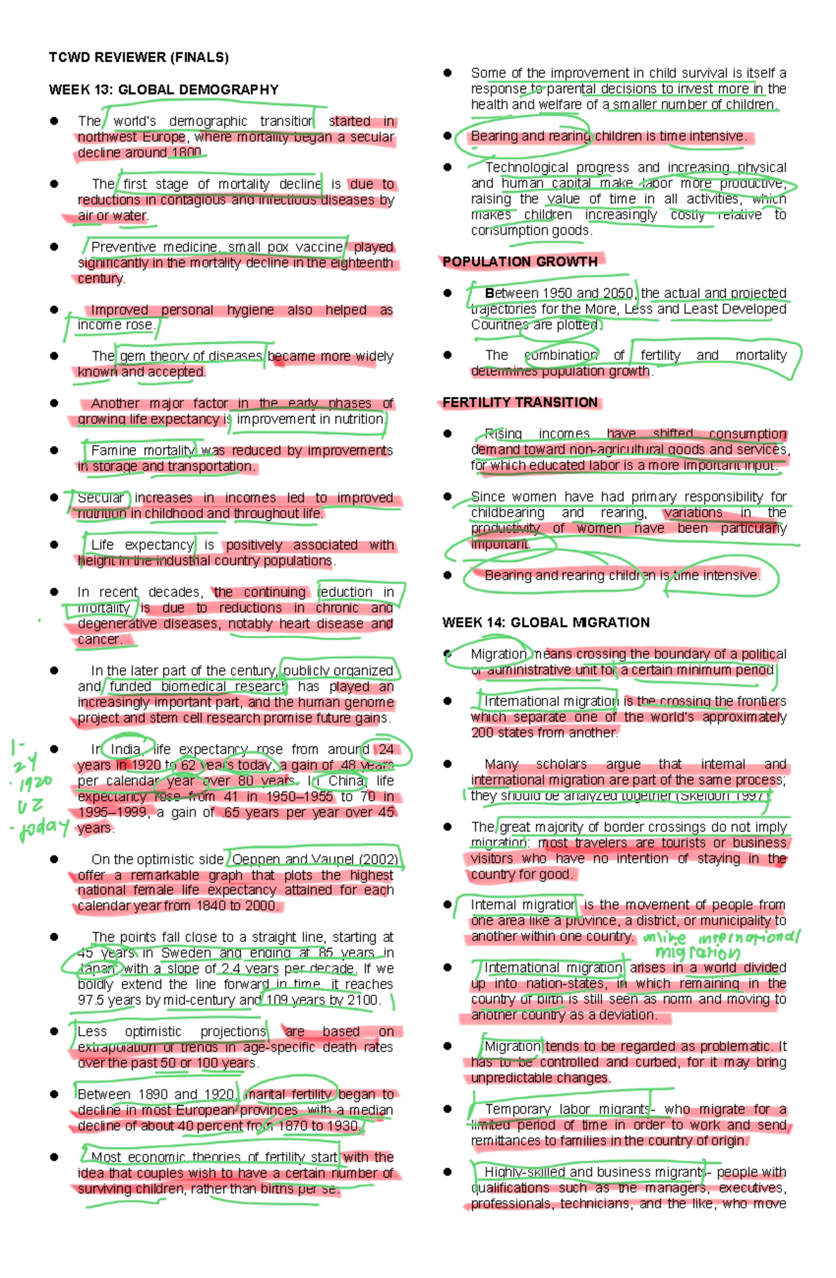 TCWD- Reviewer- Finals - TCWD REVIEWER (FINALS) WEEK 13: GLOBAL ...