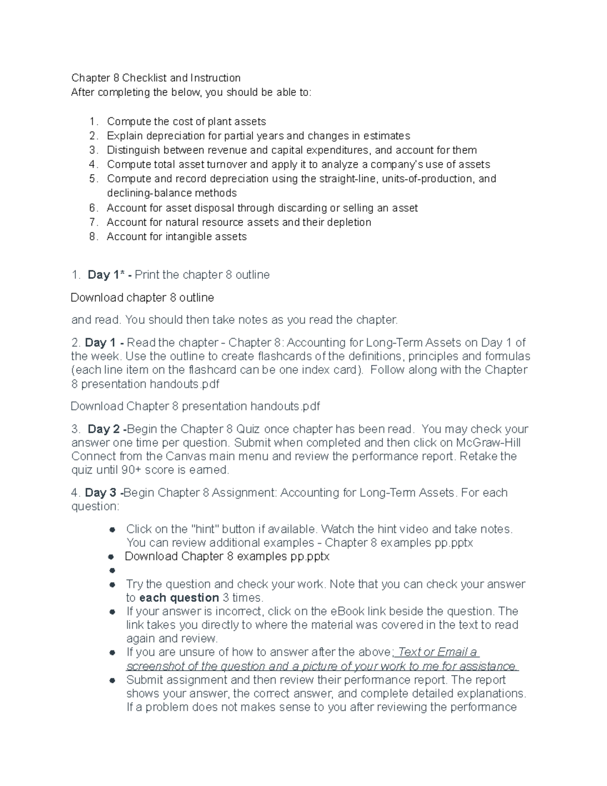 Chapter 8 Checklist and Instruction - Chapter 8 Checklist and ...