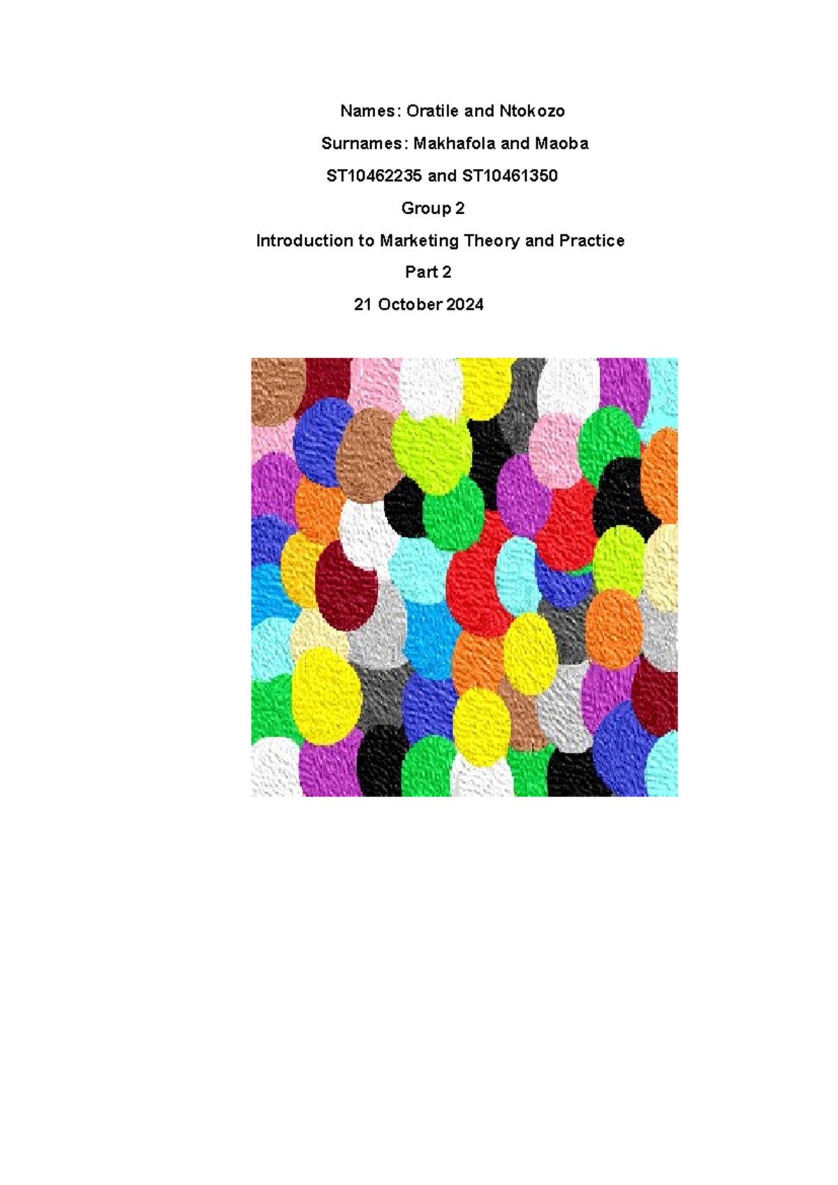 Group Assignment-PART 2 - Names: Oratile and Ntokozo Surnames ...