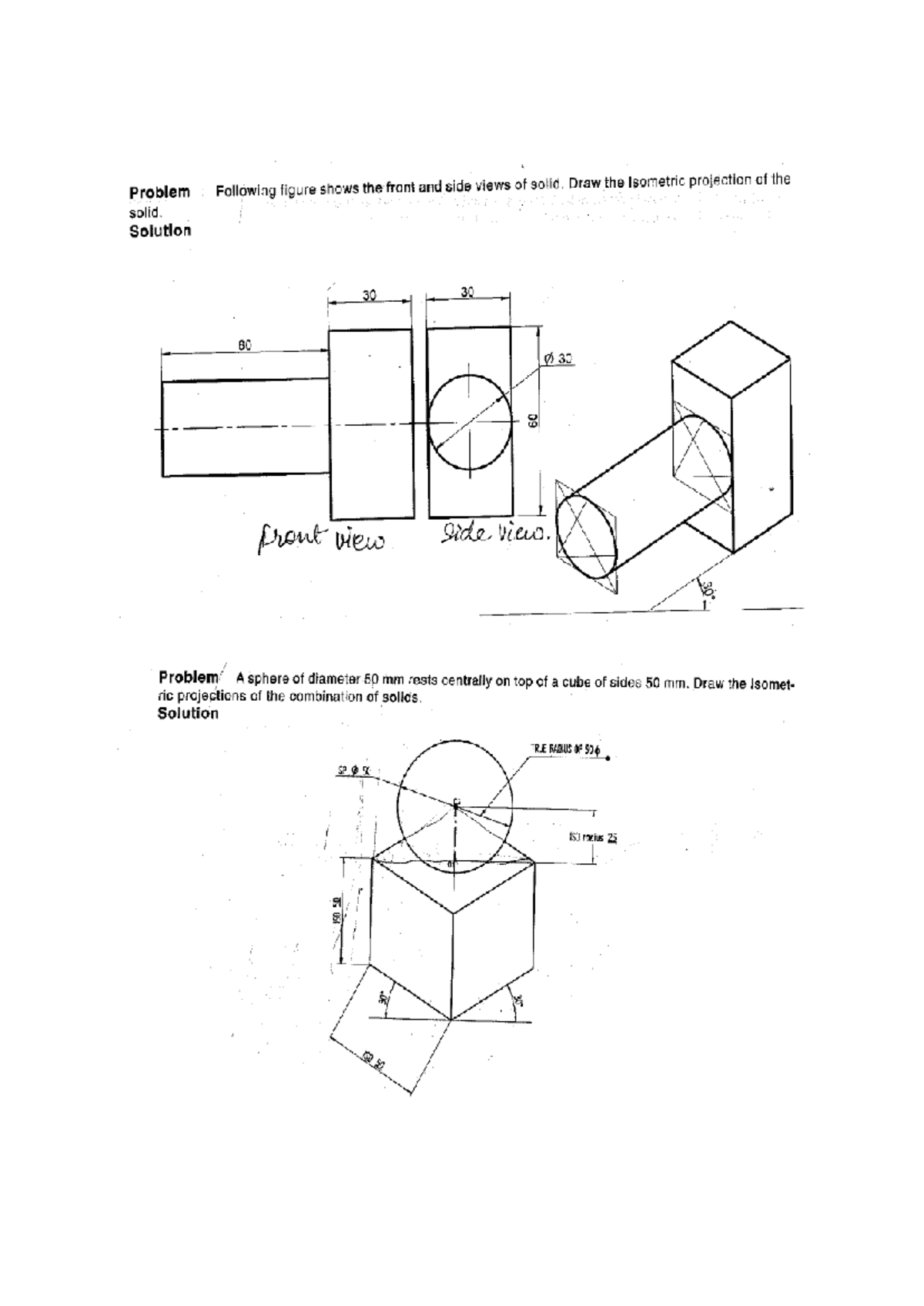 CAED - Questions - Problem Following figure shows the front and side ...