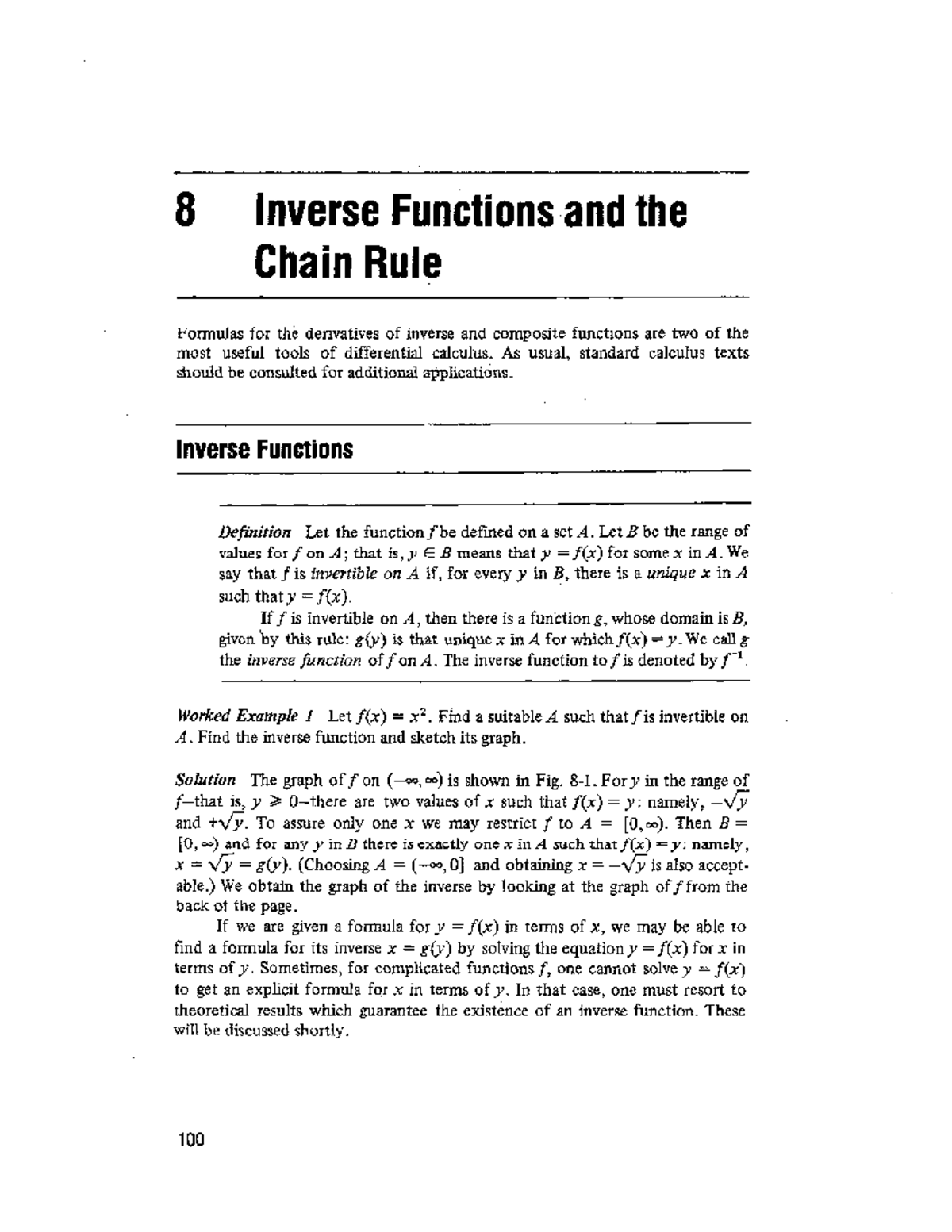 Calculus II- 8 - INVERSE FUNCTIONS AND THE CHAIN RULE - 8 Inverse ...