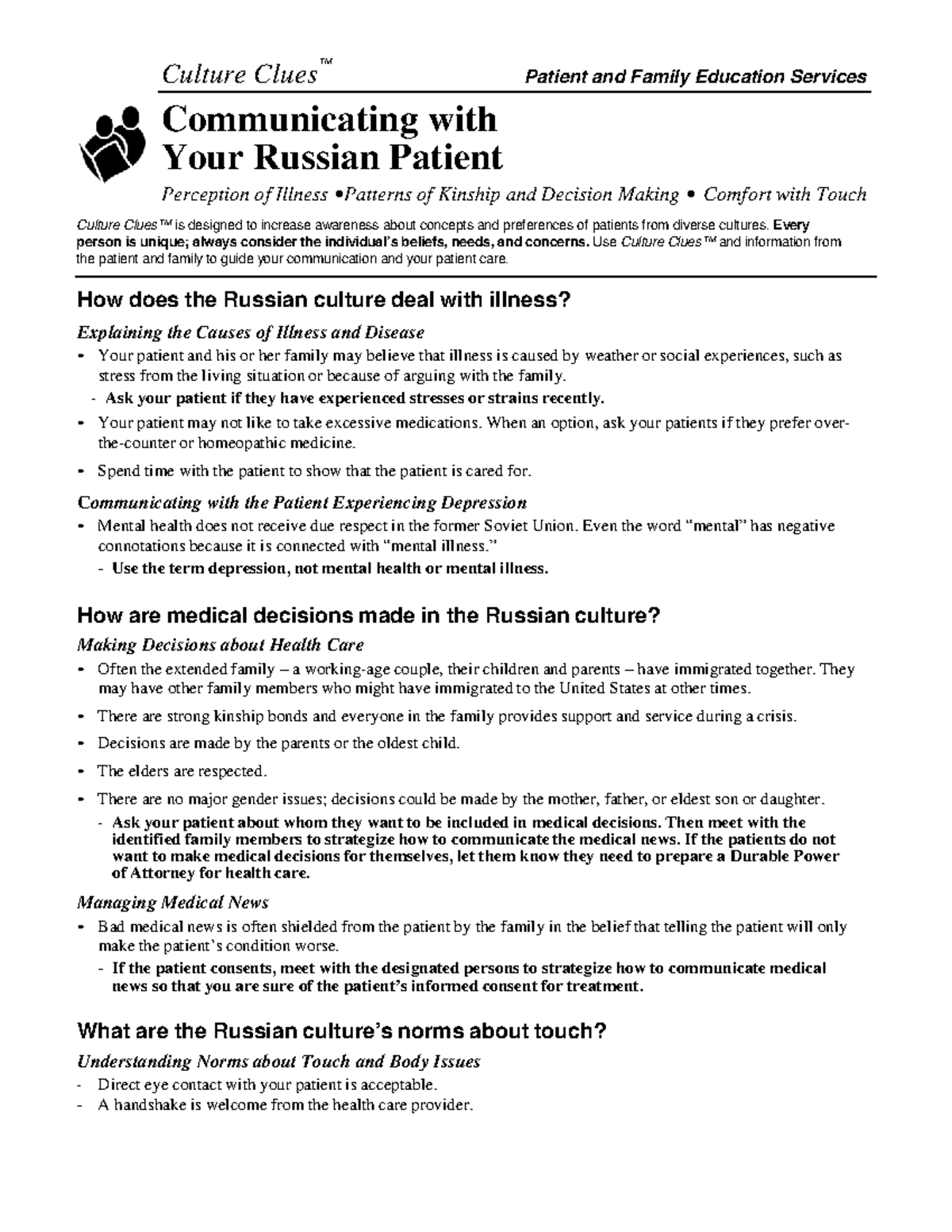 Russian Culture - Social Science - Culture Clues ™ Patient and Family ...
