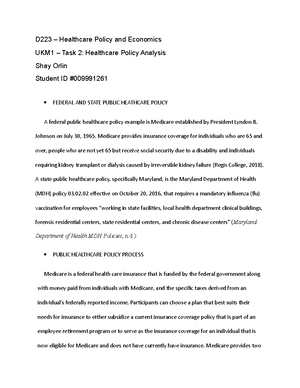 D223 Task 2 - Passed - D223 – UKM1 – Performance Assessment 2 Taylor ...