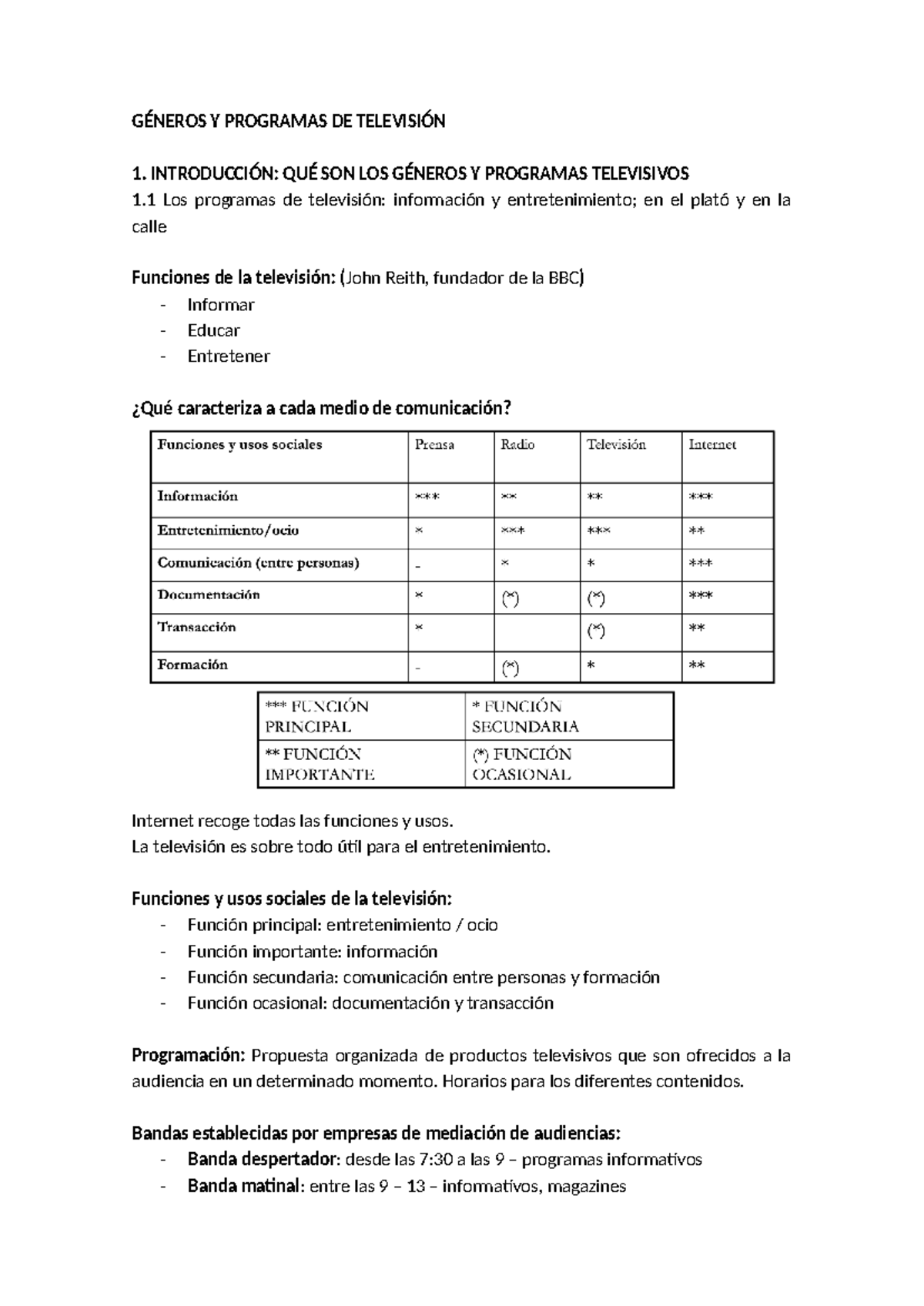 GÉ Neros Y Programas DE TelevisióN - GÉNEROS Y PROGRAMAS DE TELEVISIÓN 1. INTRODUCCIÓN: QUÉ SON ...