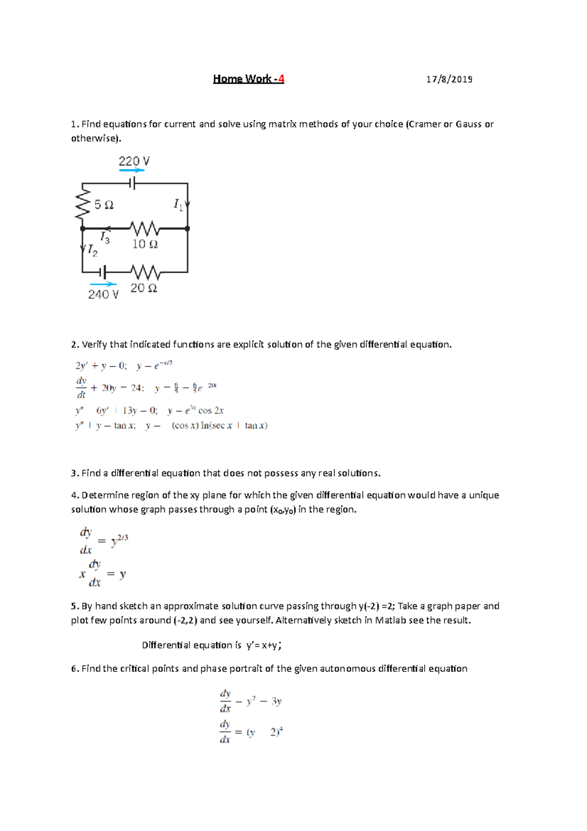 Advanced Engineering mathematics Homework 3 - ADVANCED ENGINEERING MATHEMATICS - BITS Pilani ...