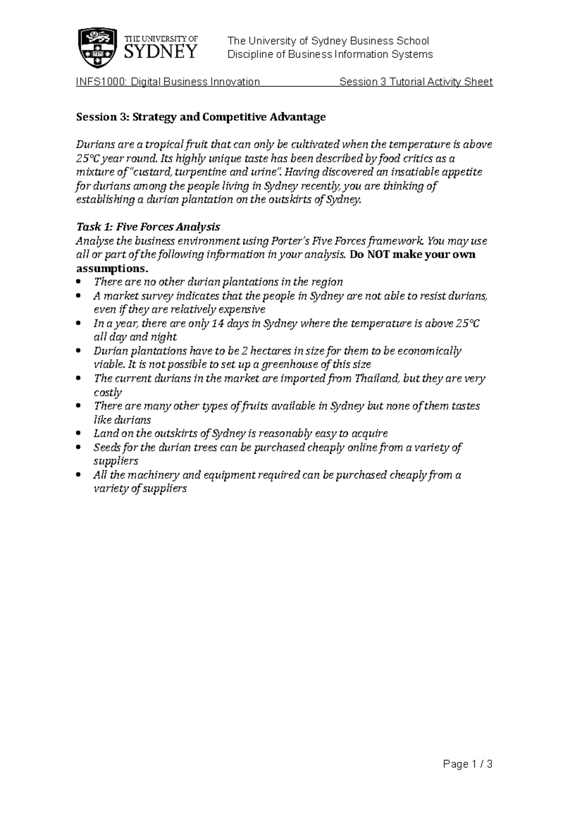 Session 3-Tut (Strategic Analysis) - The University of Sydney Business ...