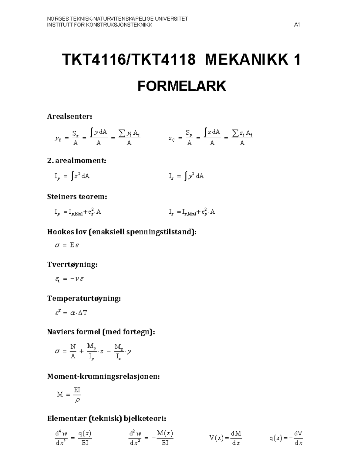 Formelark - Mekanikk 1 Formelark - Mekanikk 1 Formelark - Mekanikk 1 ...