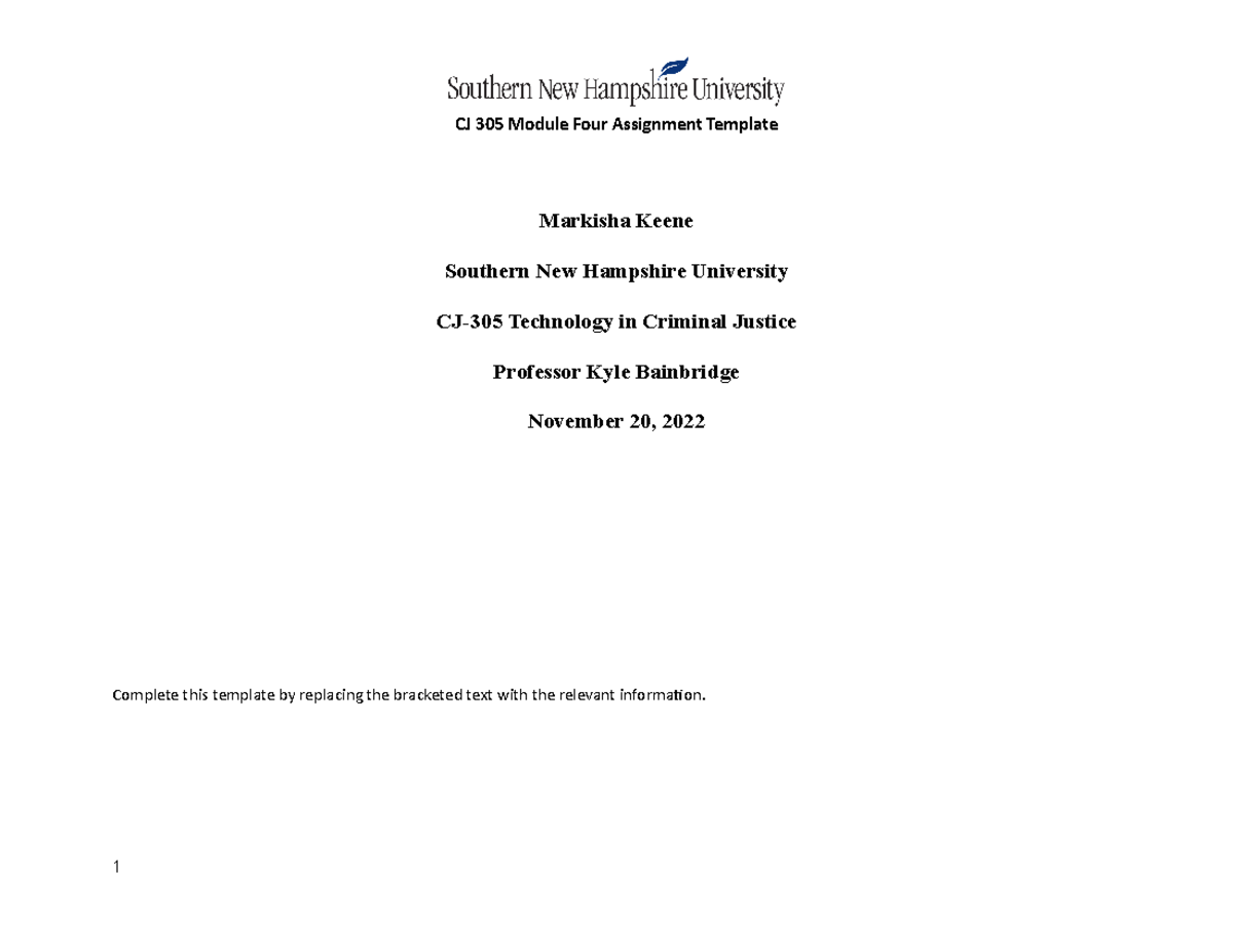 CJ 305 Module Four Assignment Template - CJ 305 Module Four Assignment ...