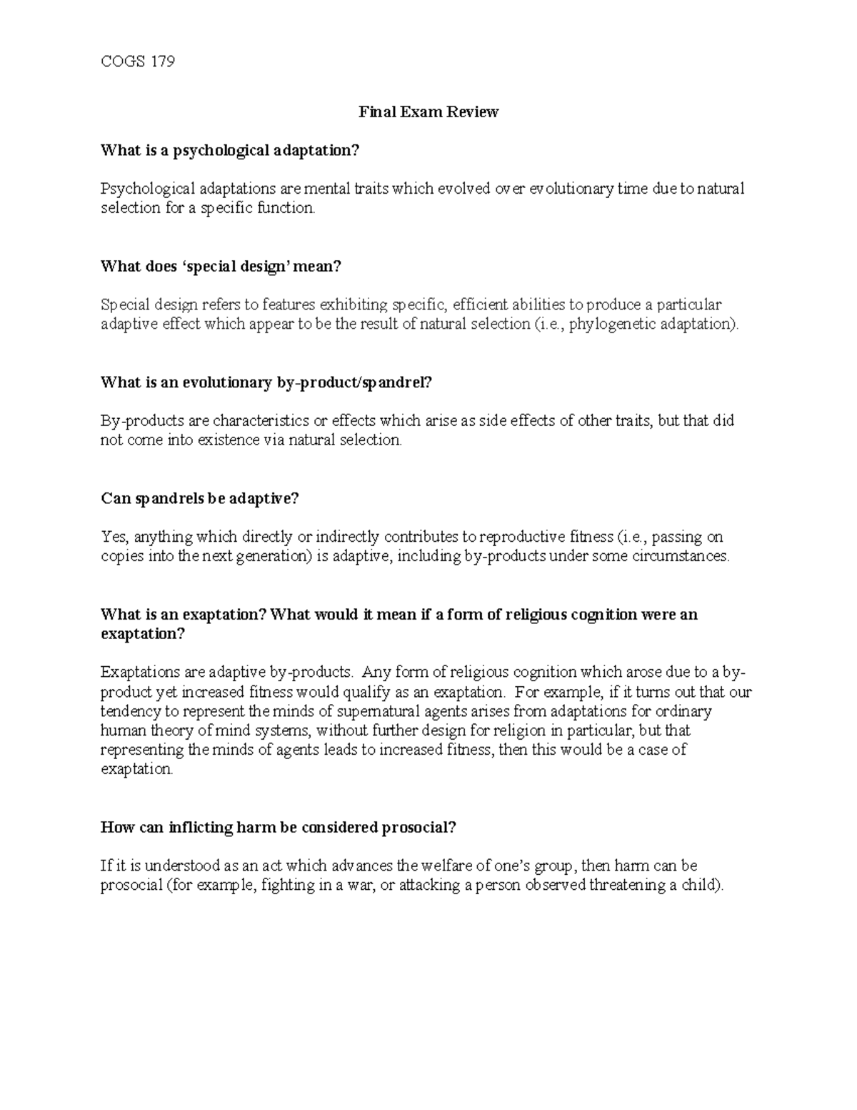 Final Exam Review Guide Answer KEY - Final Exam Review What is a ...