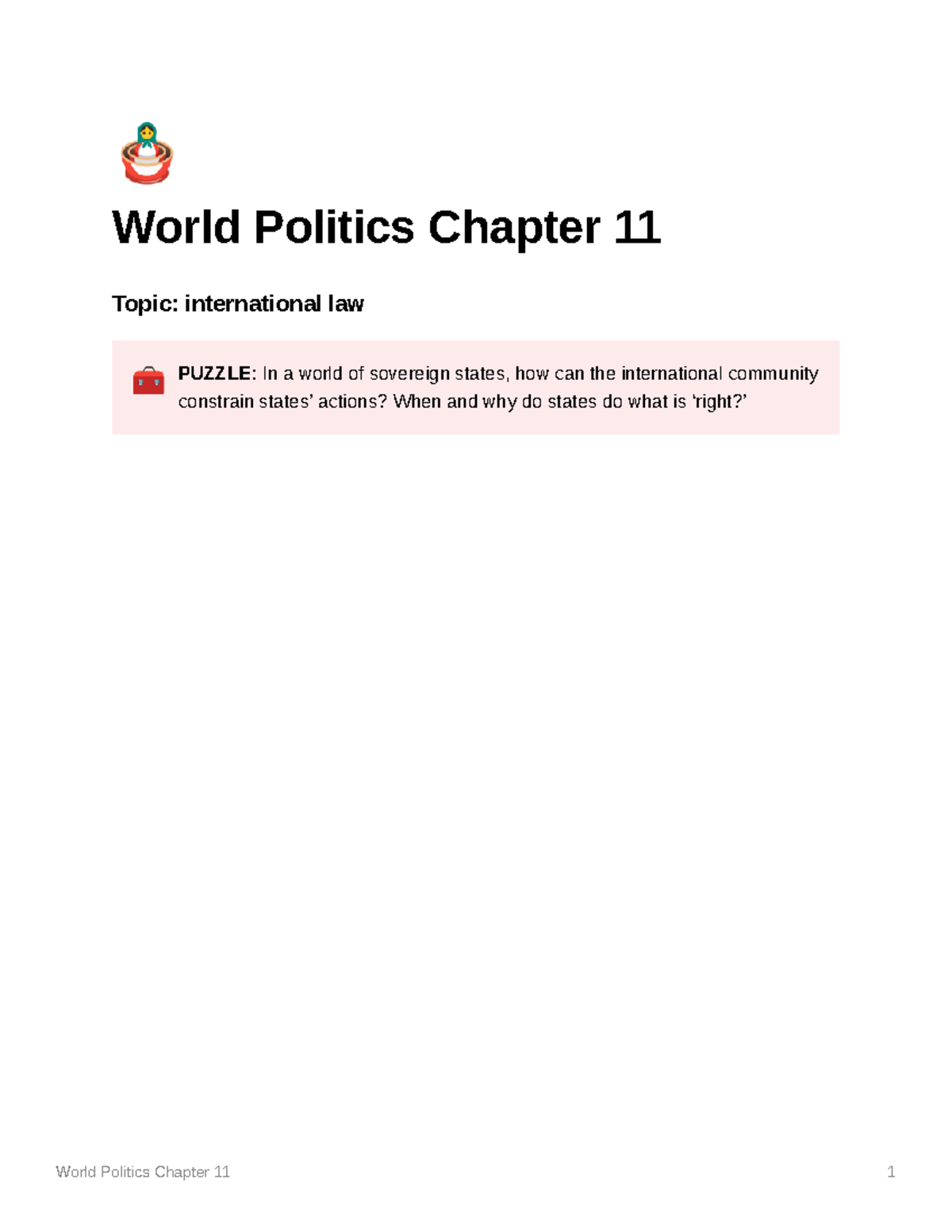 World Politics Chapter 11 - ? World Politics Chapter 11 Topic ...