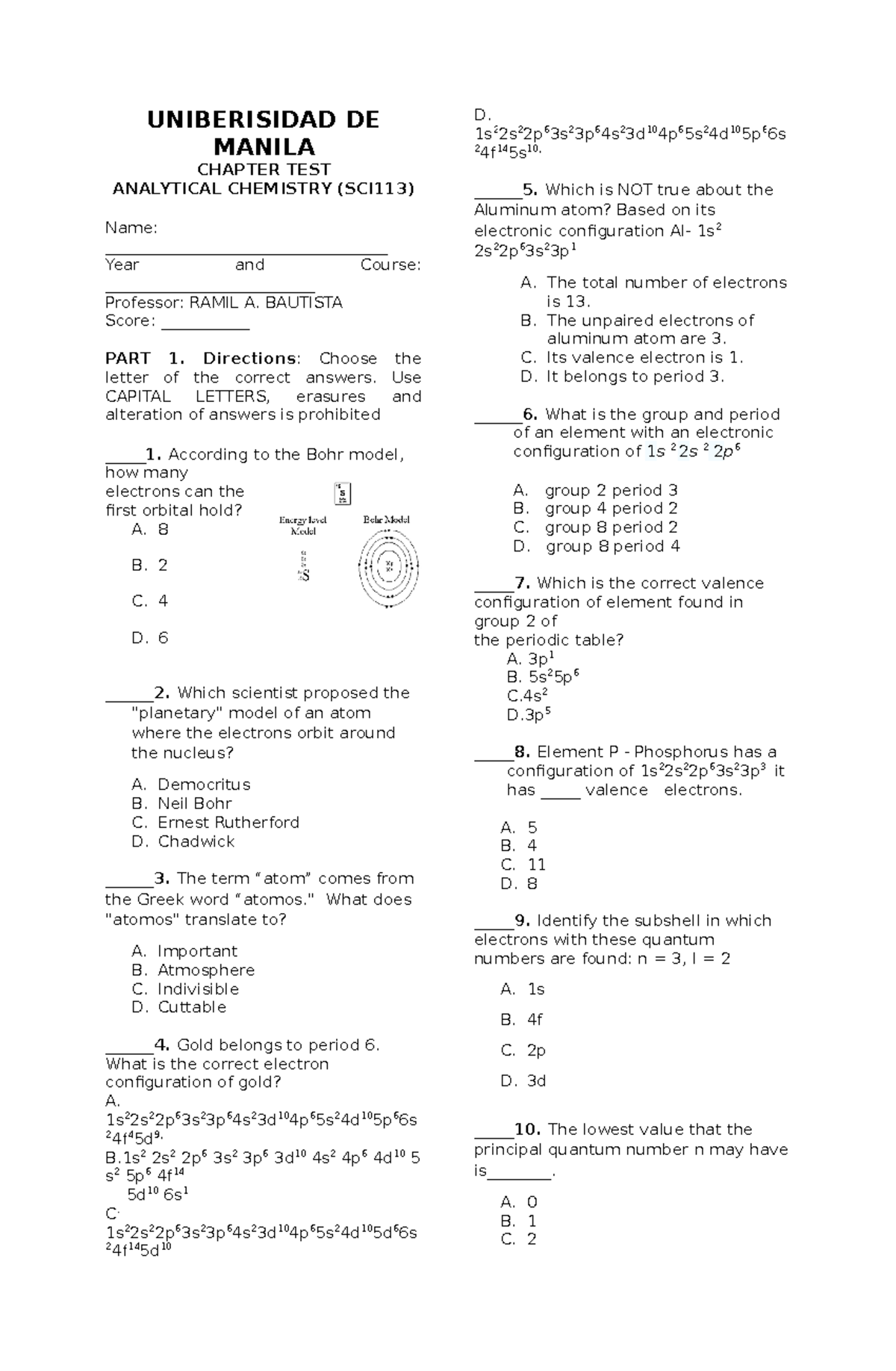 Finals Chapter TEST - Examinations and reviewers - UNIBERISIDAD DE ...