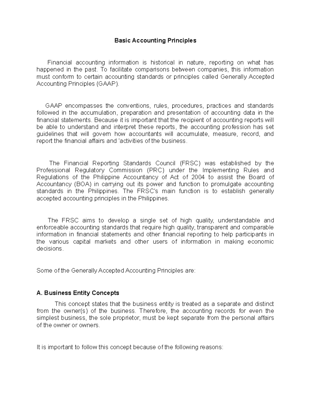 Basic Accounting Principles - Basic Accounting Principles Financial ...