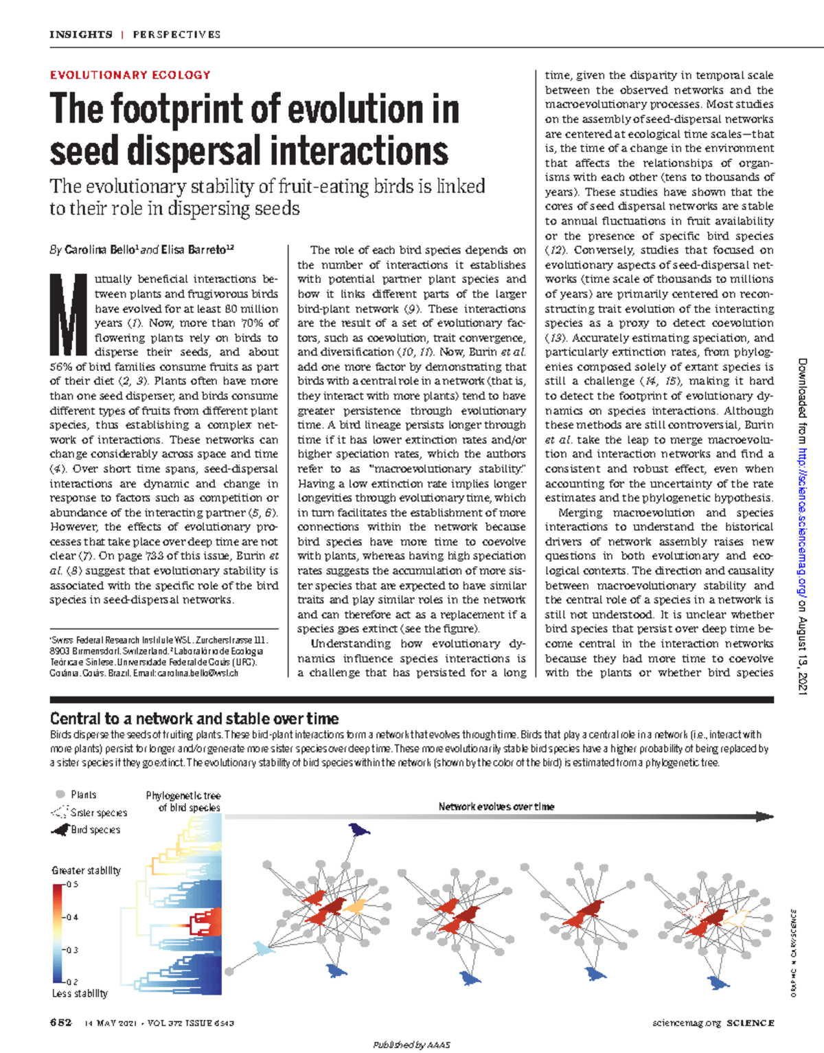 The Footprint of Evolution in Seed Dispersal Interactions - By Carolina ...