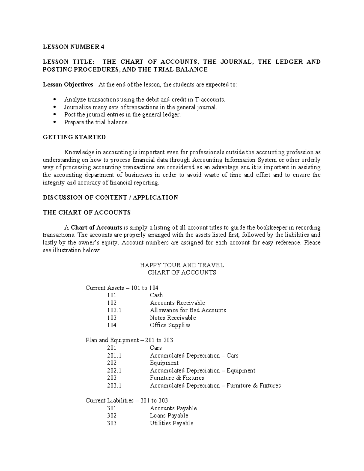 EL201Accounting Learning Module Lessons 4 - LESSON NUMBER 4 LESSON ...