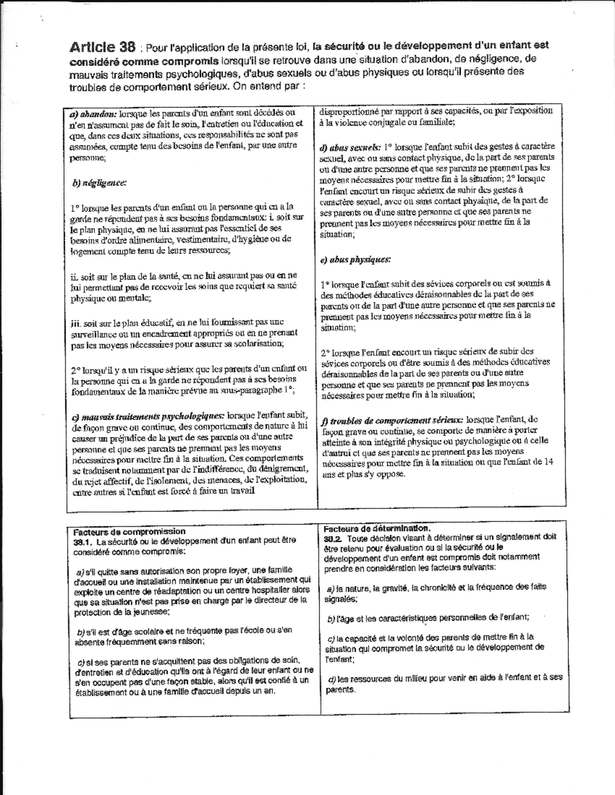 Article 38 DPJ - Jeunesse - Jes2008 - UdeM - Studocu