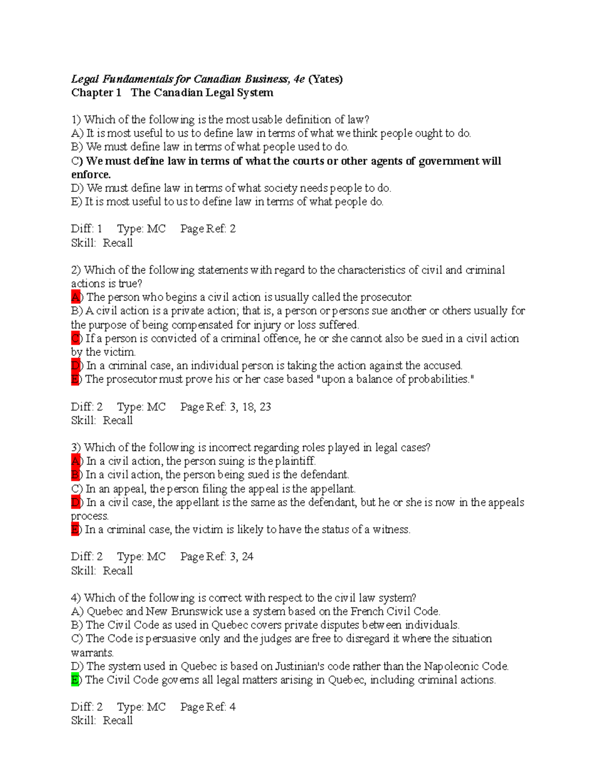 Sample/practice exam 3 October 2017, questions and answers - Legal ...