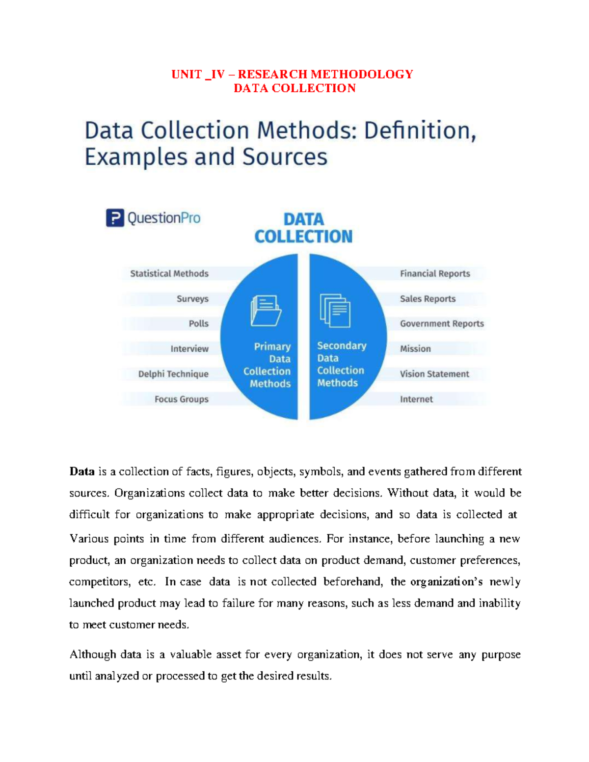 Research Methodology - Unit IV - UNIT _IV – RESEARCH METHODOLOGY DATA ...