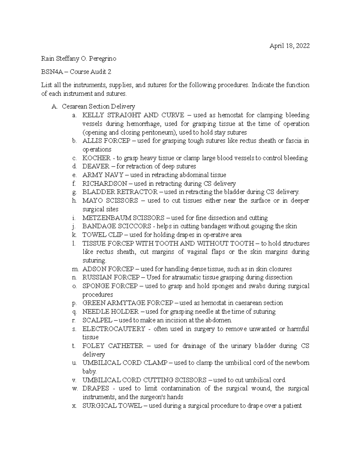 CS Delivery and Normal Delivery Instruments - April 18, 2022 Rain ...