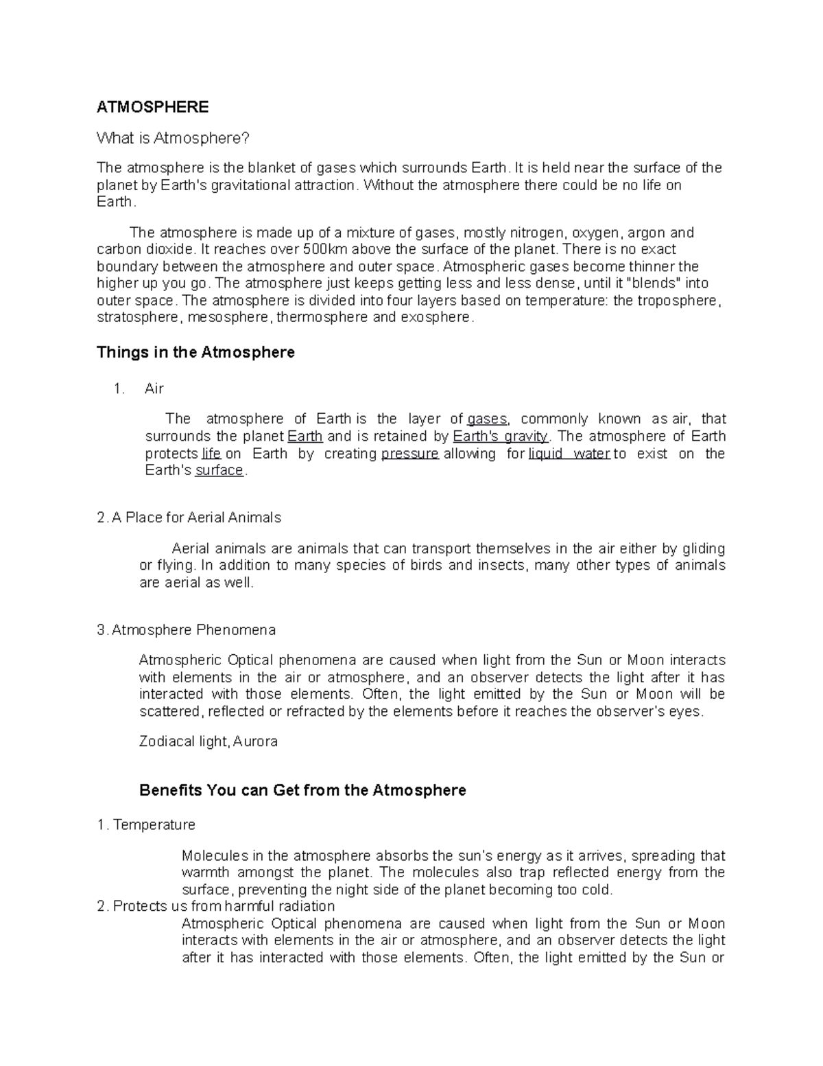 What is Atmosphere and what to do to protect - psychological - Studocu
