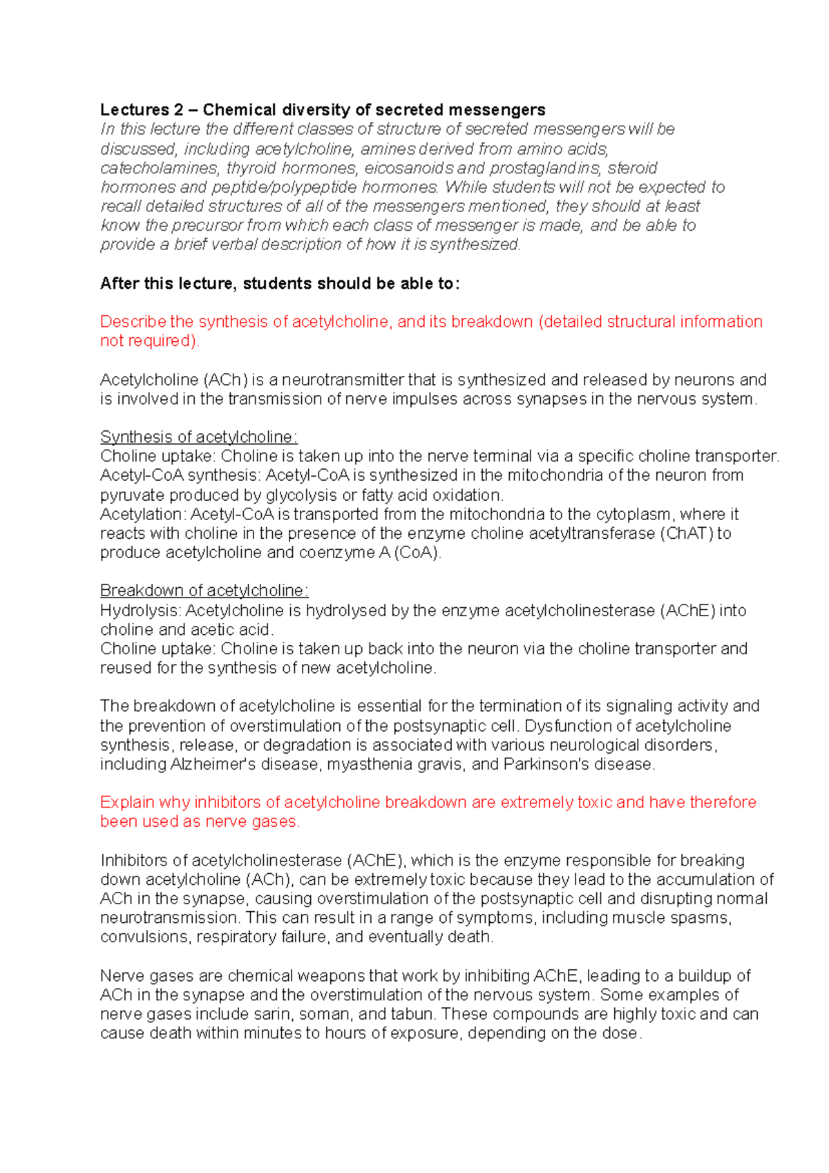 Lectures 2 – Chemical diversity of secreted messengers - Lectures 2 – Chemical diversity of ...