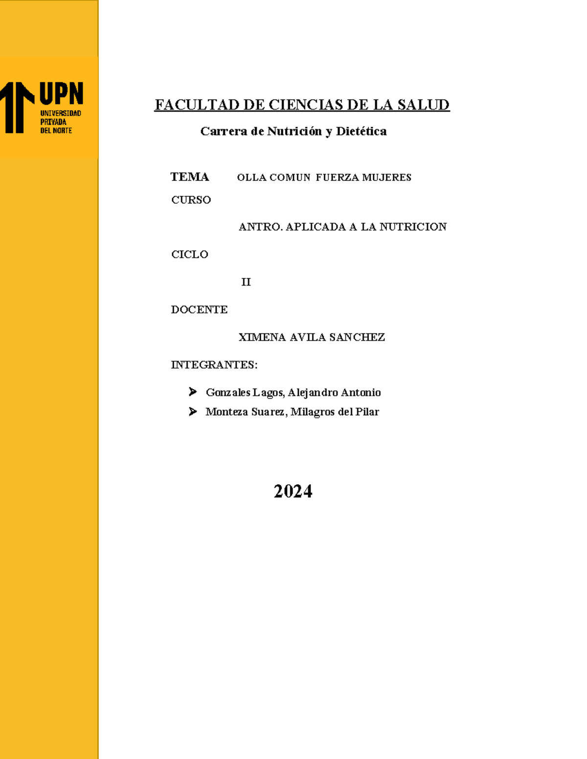 OLLA Comun - Hwkdk - FACULTAD DE CIENCIAS DE LA SALUD Carrera de ...