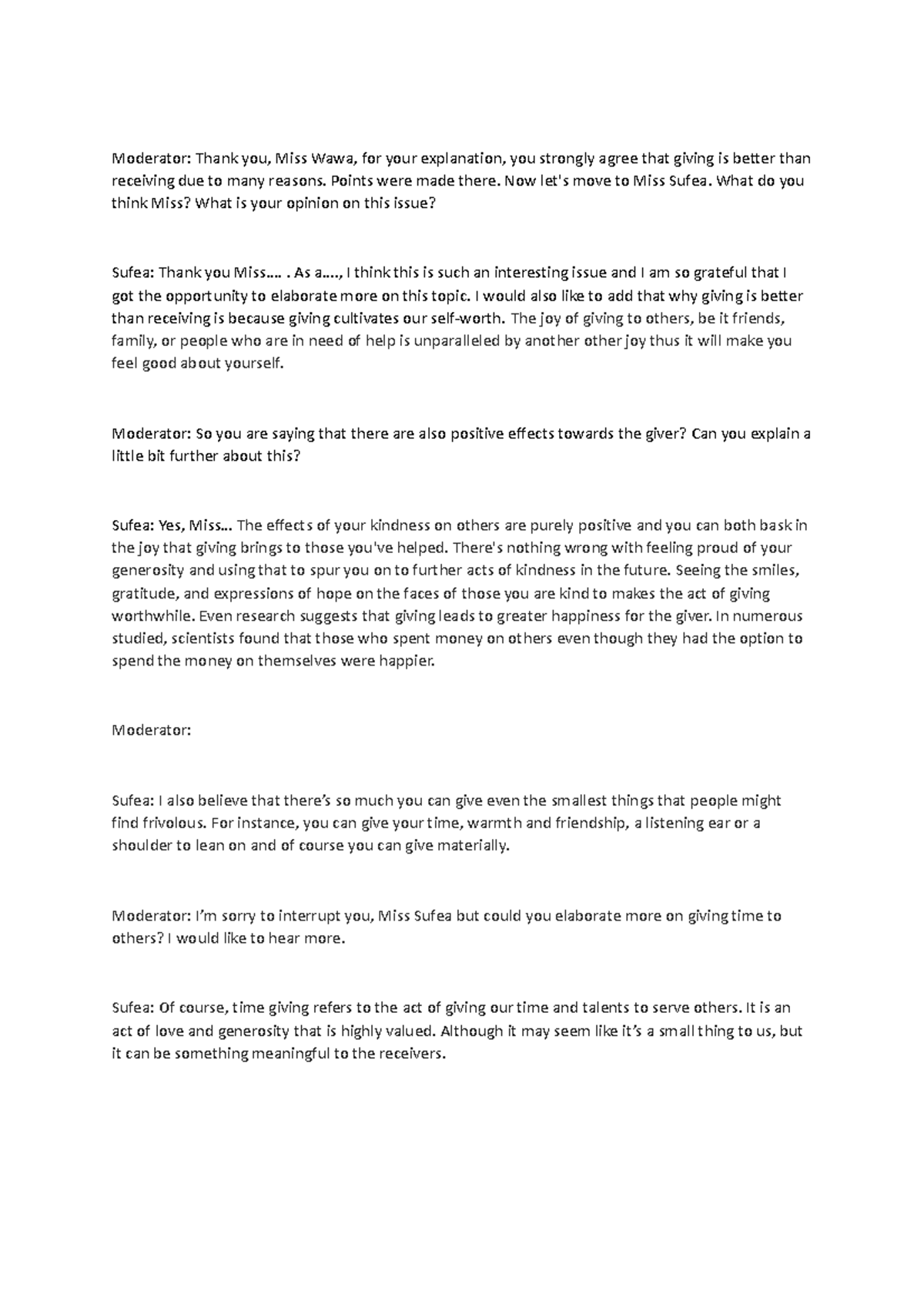 Script Forum draft - Moderator: Thank you, Miss Wawa, for your ...