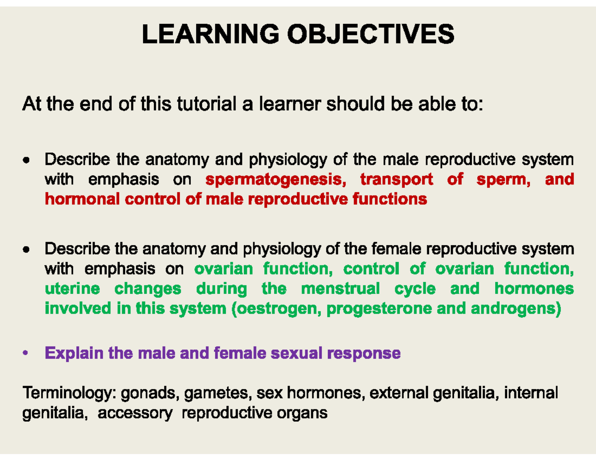 Intro to reproductive system - MPLC031 - Studocu