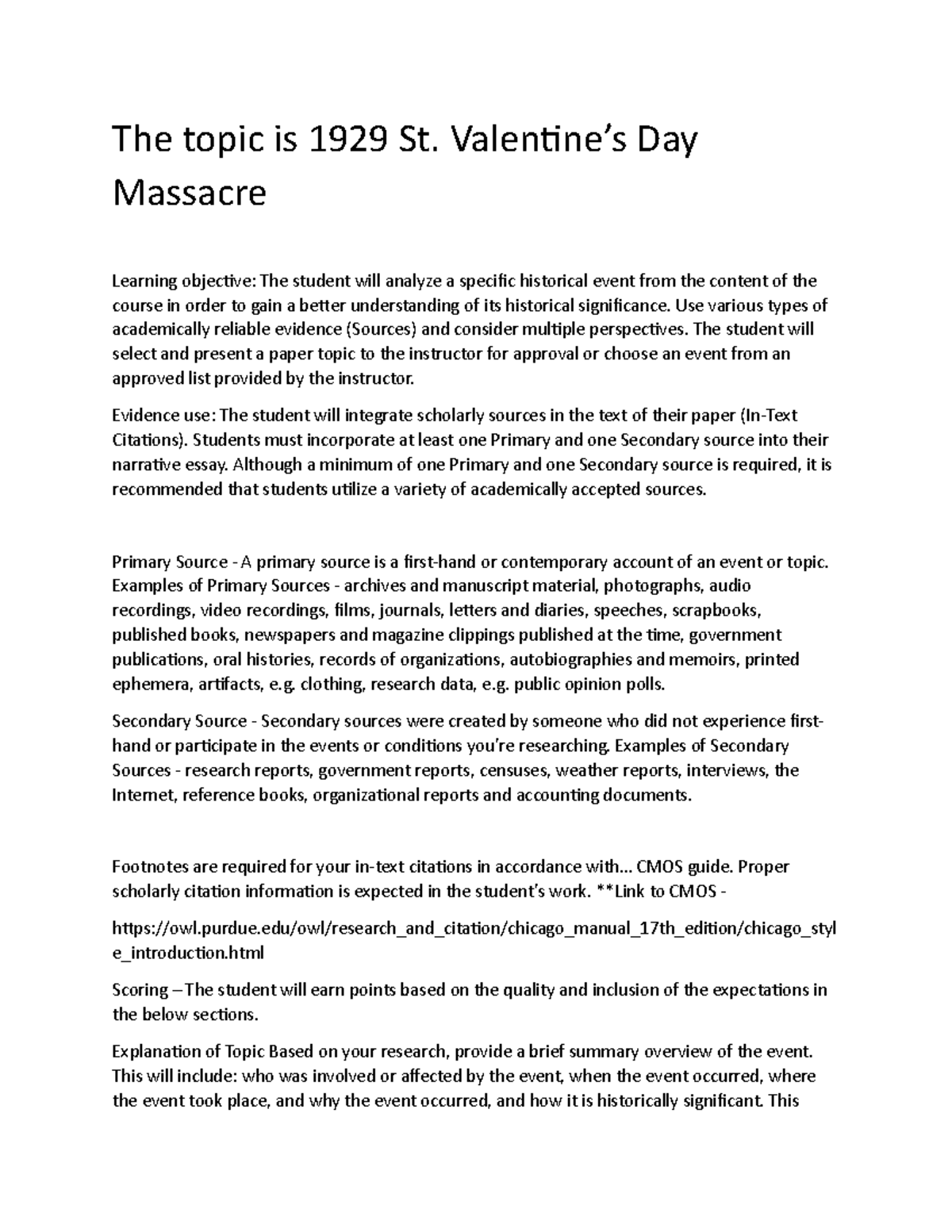 The topic is 1929 St - Valentine’s Day Massacre Learning objective: The ...