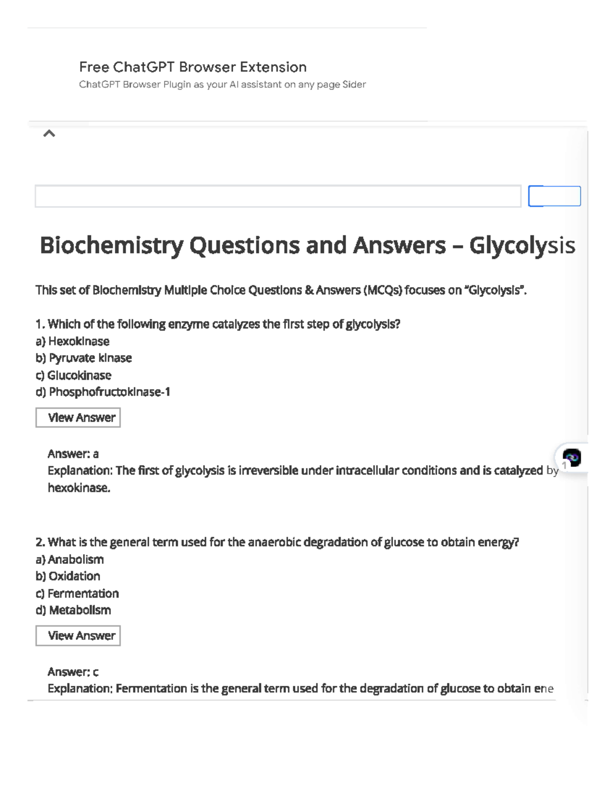 Glycolysis questions II - physiology - Studocu