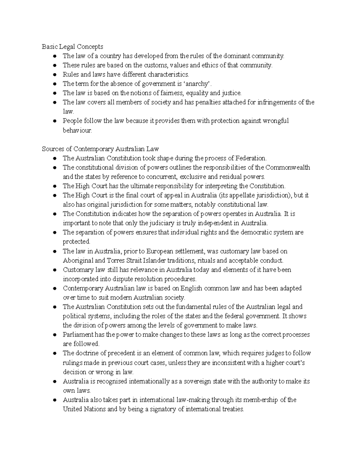 Preliminary Legal Studies - Basic Legal Concepts The law of a country ...