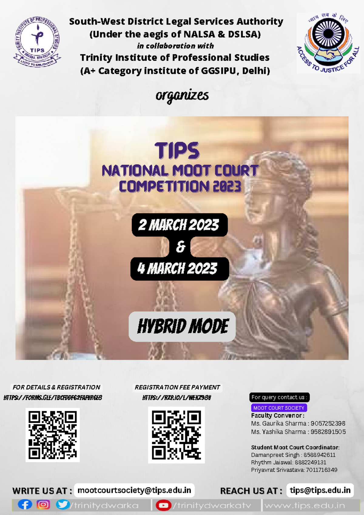 TIPS National MOOT Court - WRITE US AT :WRITE US AT : mootcourtsociety@tips.edu South-West ...