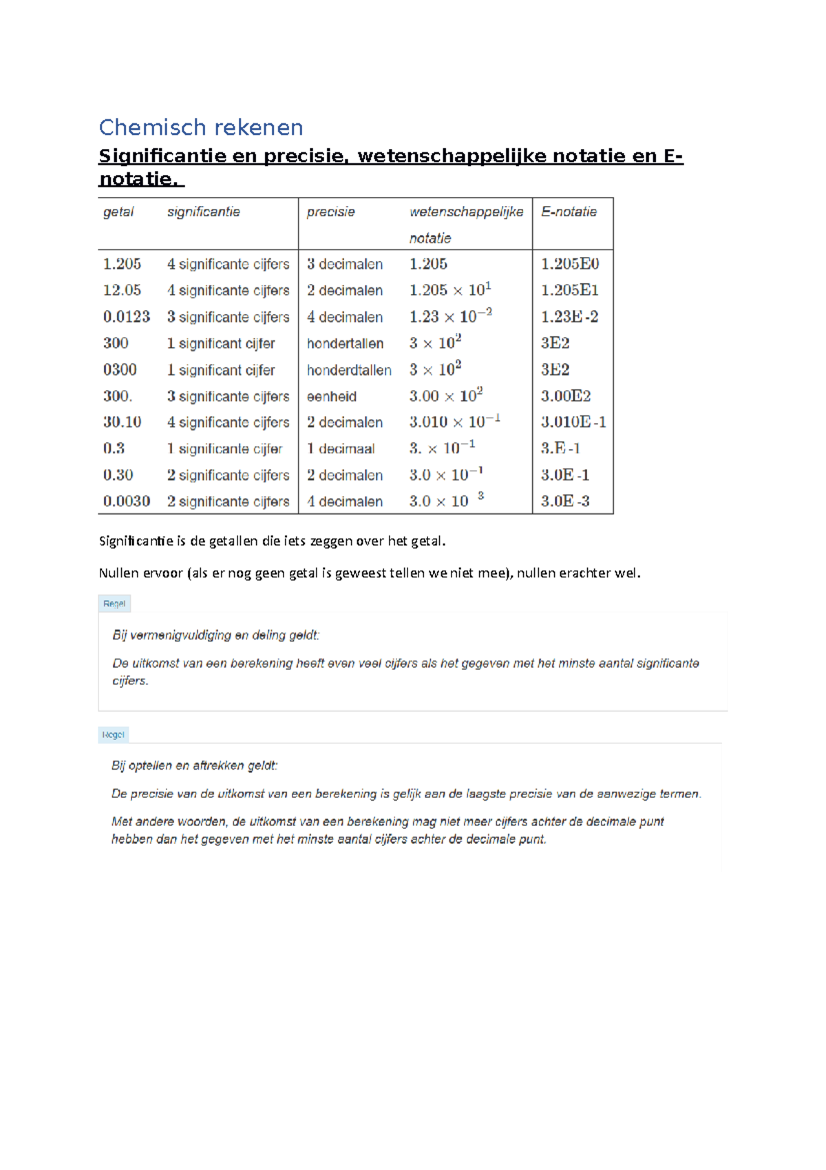 Chemisch rekenen aantekeningen basiswiskunde psychobiologie - Chemisch rekenen Significantie en ...