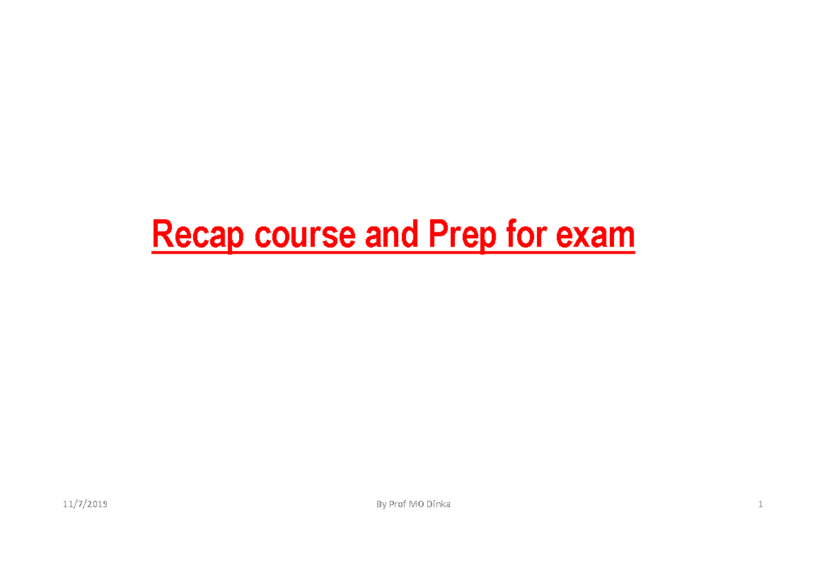 Recap and Preparation for Exam1 - Recap course and Prep for exam Flood ...